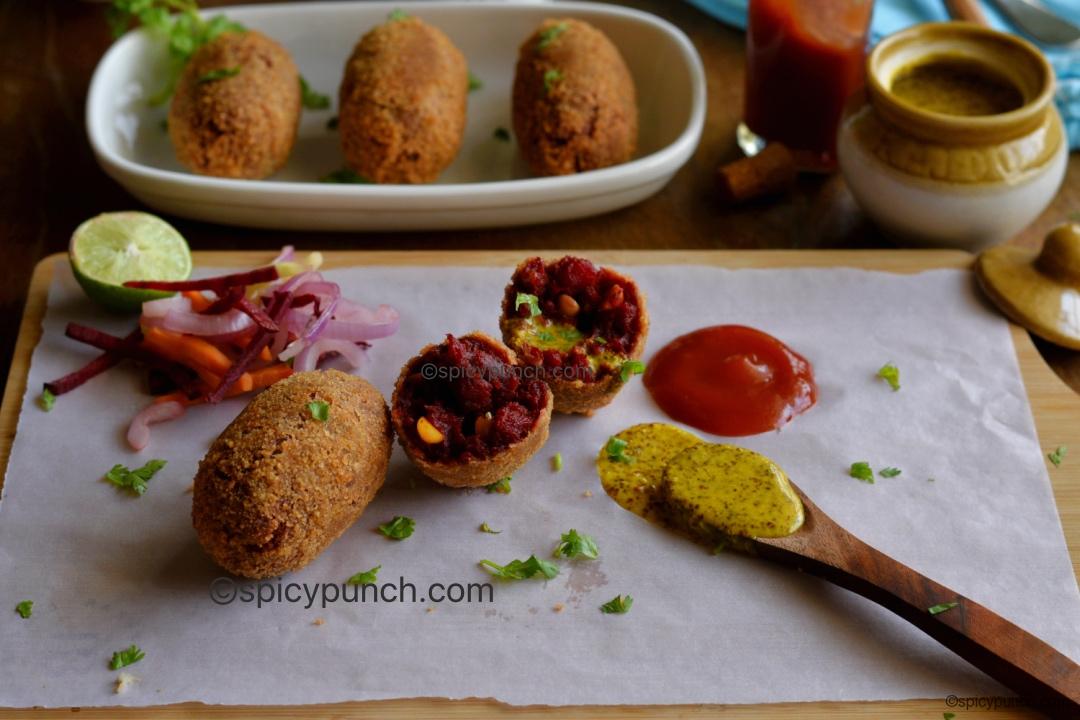 vegetable chop recipe - a bengali street style beetroot cutlet recipe