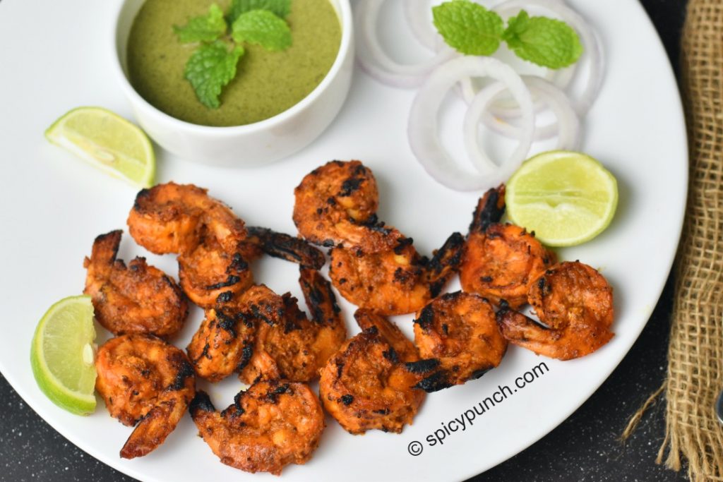 Tandoori prawns recipe- an easy indian prawn starter - spicypunch